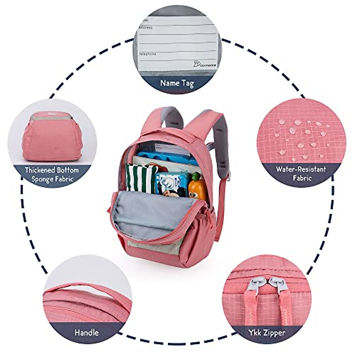 MOUNTAINTOP Kids Backpack for Boys Girls Kindergarten Preschool Water-resistant Children Backpacks, Pink
