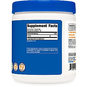 Nutricost Taurine Powder 250 Grams - 125 Servings, 2000mg Per Serving