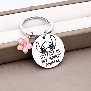 FAADBUK Funny Cartoon Movie Fans Keychain Cartoon Lover Inspired Gift Hibiscus Flower Charm Jewelry(Spirit Animal Oh❀na K-S)