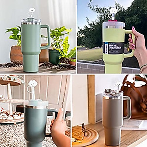 AIERSA Straw Cover for Stanley Cup,4Pcs Cloud Straw Covers Compatible with Stanley 30&40 Oz Tumbler with Handle,Silicone Straw Topper for Stanley Cups Accessories