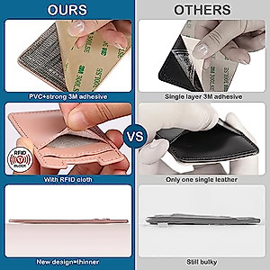 Fulgamo 2Pack Phone Wallet,Leather Phone Card Holder Adhesive Stick On Credit Card Pocket for Back of Phone Case iPhone and Android-Pink,Blue