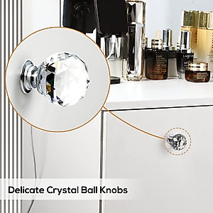 SMOOL Vanity with Lighted Mirror, Makeup Vanity Desk with Power Outlet and LED Bulbs, 3 Color Lighting Modes Adjustable Brightness, 7 Drawers Vanity Table with Cushioned Stool for Women Girls, 44'' L