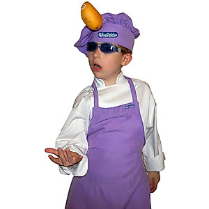 Chefskin Adult Set Apron + Hat Lavender Lillac Light Purple Color, Ultra Lightweight Comfortable