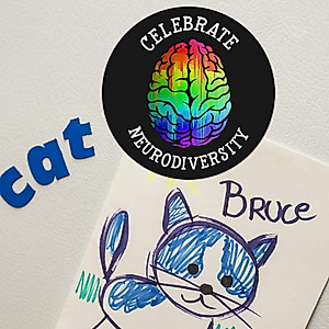 Celebrate Neurodiversity Brain Autism Rainbow Spectrum Automotive Car Refrigerator Locker Vinyl Circle Magnet