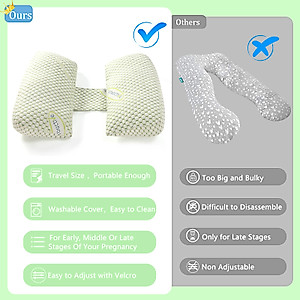 misszhi Pregnancy Pillows, Maternity Pillow with Detachable and Adjustable Pillow Cover - Support for Back, Legs, Belly, HIPS for Pregnant Women, Probiotic Green……