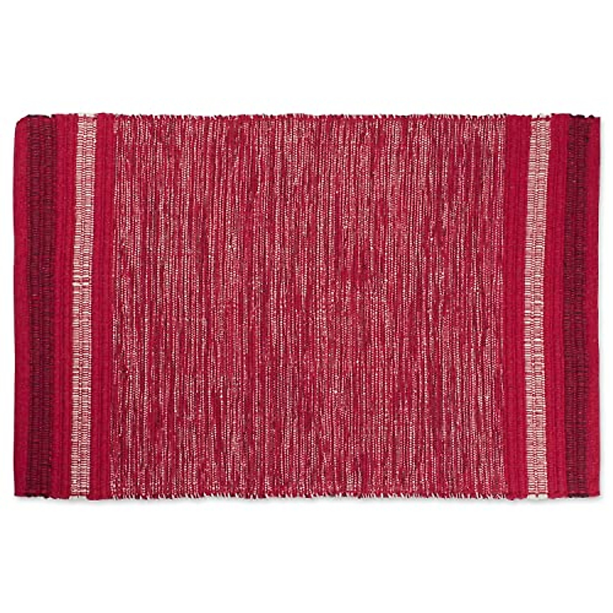DII Variegated Recycled Yarn Modern Edge Stripe, 2x3', Red