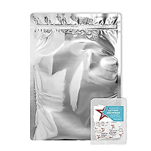 PackFreshUSA: Gallon (10" x 14") AirTight Seal-Top Mylar Bags – 500cc High-Capacity Oxygen Absorbers - Long-Term Food Storage - Genuine Standard Thickness -Air Tight - Heat Sealable - Food Grade - Rounded Corners - Free Guide - Pack of 50