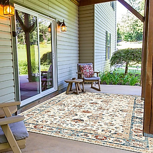 ZCXDSX Area Rug 7x9 Washable Boho Living Room Rug Floral Print Large Rug Indoor Soft Distressed Foldable Carpet Thin Rug Bedroom Dining Room Office Farmhouse 7x9 FT