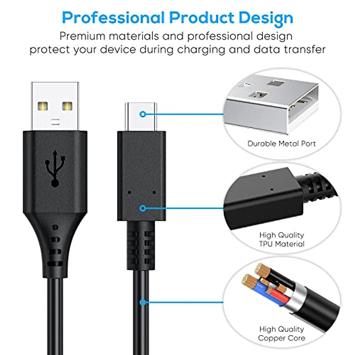 Charging Cable for Switch/Switch Lite/Switch OLED, Charger for Switch and Switch Lite, for Samsung Galaxy S9 S8 Note 8 and Other USB C Cable (9.8ft) Black