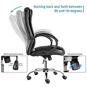 Yaheetech Executive Office Desk Chair, High-Back Ergonomic Computer Chair, Swivel Conference Chair, Rolling Task Chair Bonded Leather with Lumbar Support, Armrest