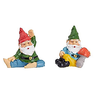 Juvale 4 Pieces Mini Garden Gnomes, Outdoor Fairy Miniature Statue Accessories Set, Decorations in Funny Poses, Yard Ornaments for Yoga Gifts, Garden, Plant Pots Decor