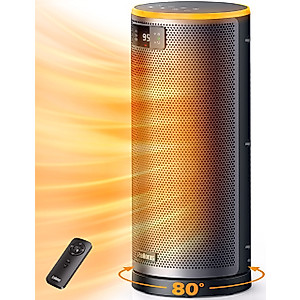 Rellorus Space Heaters for Indoor Use, 1500W Fast Heating Portable Electric PTC Ceramic Heaters, with ETL Certified, Remote, Thermostat, 80° Oscillating, Night Light, for Bedroom Large Room Office