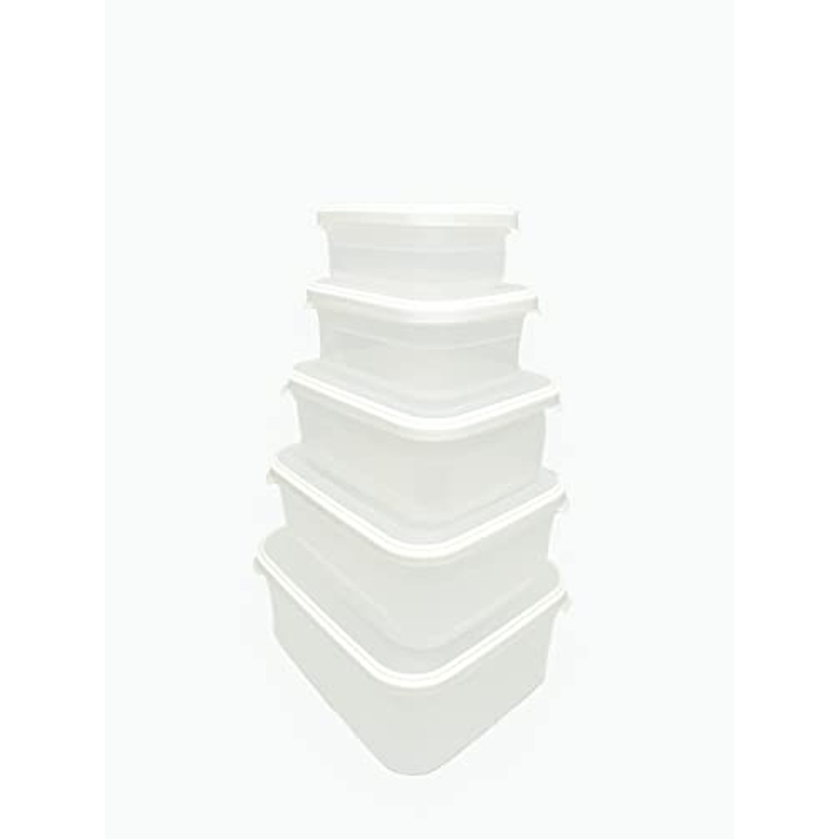 Helsim White 10-Piece Containers Set with Lids for Storage, Lunch, and Meal Prep, Dishwasher & Microwave Safe