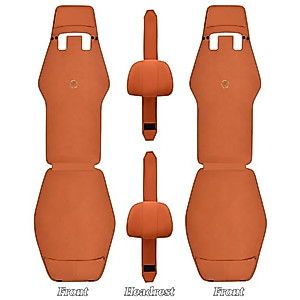 Coverado Leather Seat Covers with Head Pillow, Car Seat Covers Front Seats Alcantara Suede, Breathable Waterproof Protector Accessories for Truck SUV Pickup Auto ATV Automotive fit Most Cars Orange