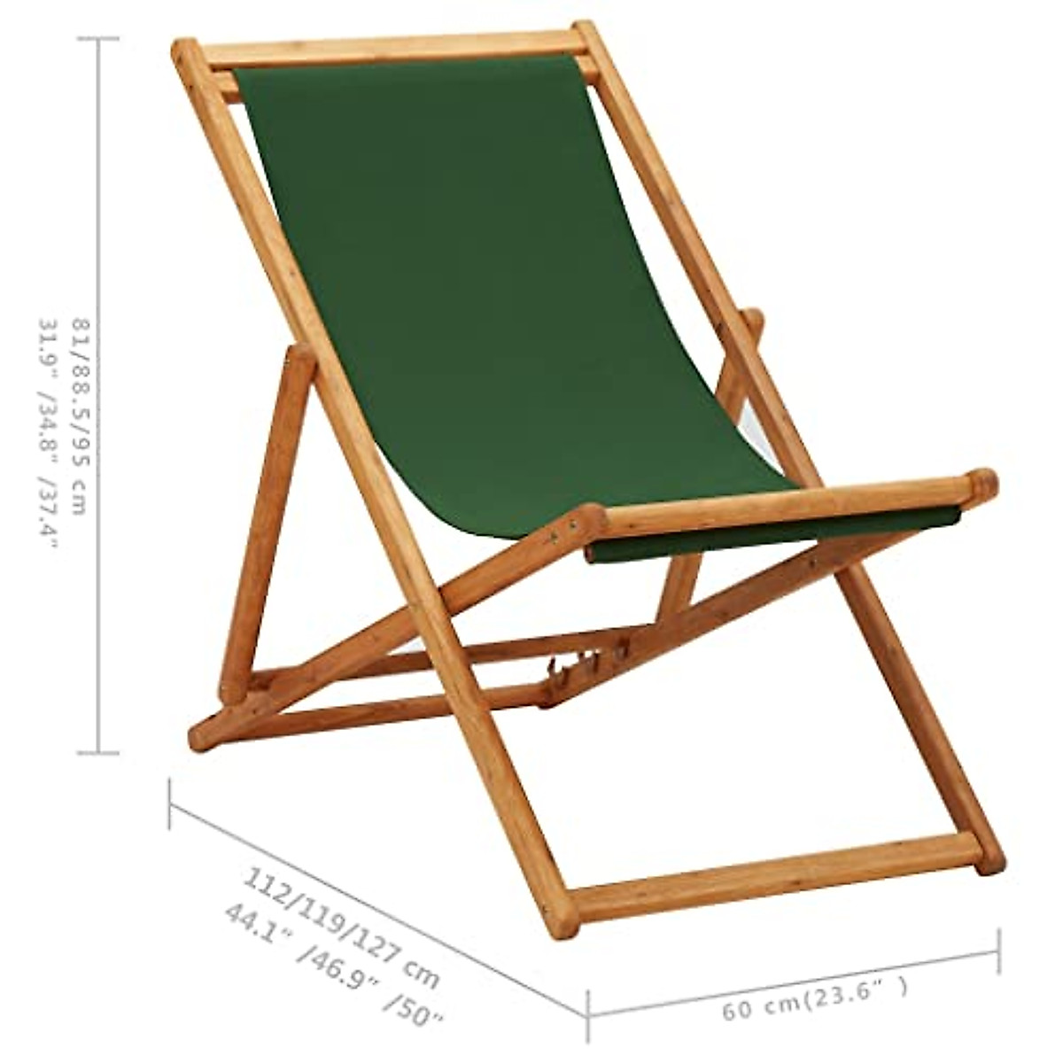 imasay Folding Beach Chair Eucalyptus Wood and Fabric Green for Dining Room, Modern Kitchen Living Room,Garden,Indoor or Outdoor