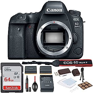 6D Mark II DSLR (Body Only) Camera Bundle - 1897C002 + Sandisk 64GB Ultra Memory & 2X Batteries