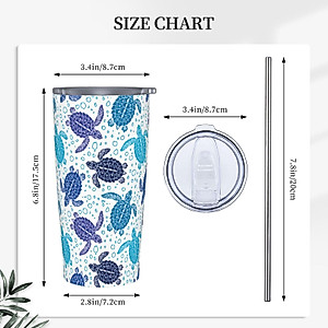 CHASOEA Sea Turtle Tumbler 20oz Turtles Stainless Steel Insulated Tumblers with Lid and Straw Animal Travel Coffee Mug Tea Wine Cups Water Bottle Ocean Gifts for Women Turtle Lover