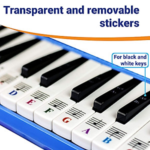 Piano Stickers for 32/37 Key Melodica-Transparent and Removable-Made in USA