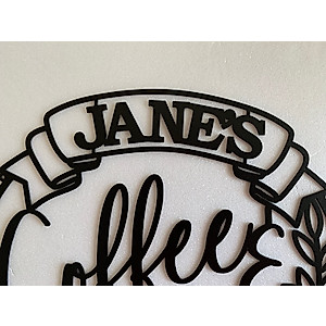 Personalized Coffee and Tea Bar Metal Name Sign Custom Laser Cut Cup Coffee Housewarming Gift for Mom, Grandma, Coffee Lover Metal Wall Art Home Decor Kitchen Sign Hanging Decorations Coffee Station