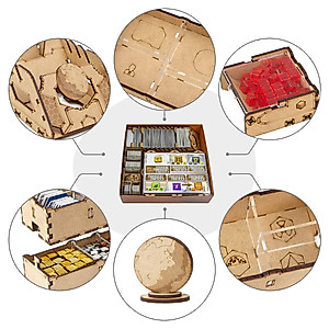 TowerRex Board Game Organizer for Terraforming Mars board game box, Terraforming Mars boardgame expansions, Turmoil, Colonies expansion, Prelude expansion, Hellas and Elysium expansion, Venus Next