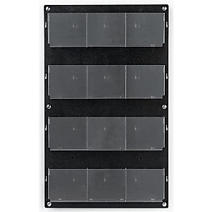 Displays2go Wall Pamphlet Display, Acrylic, 12/24 Adjustable Slots, Aluminum Standoffs - Black (2RP12BLK)