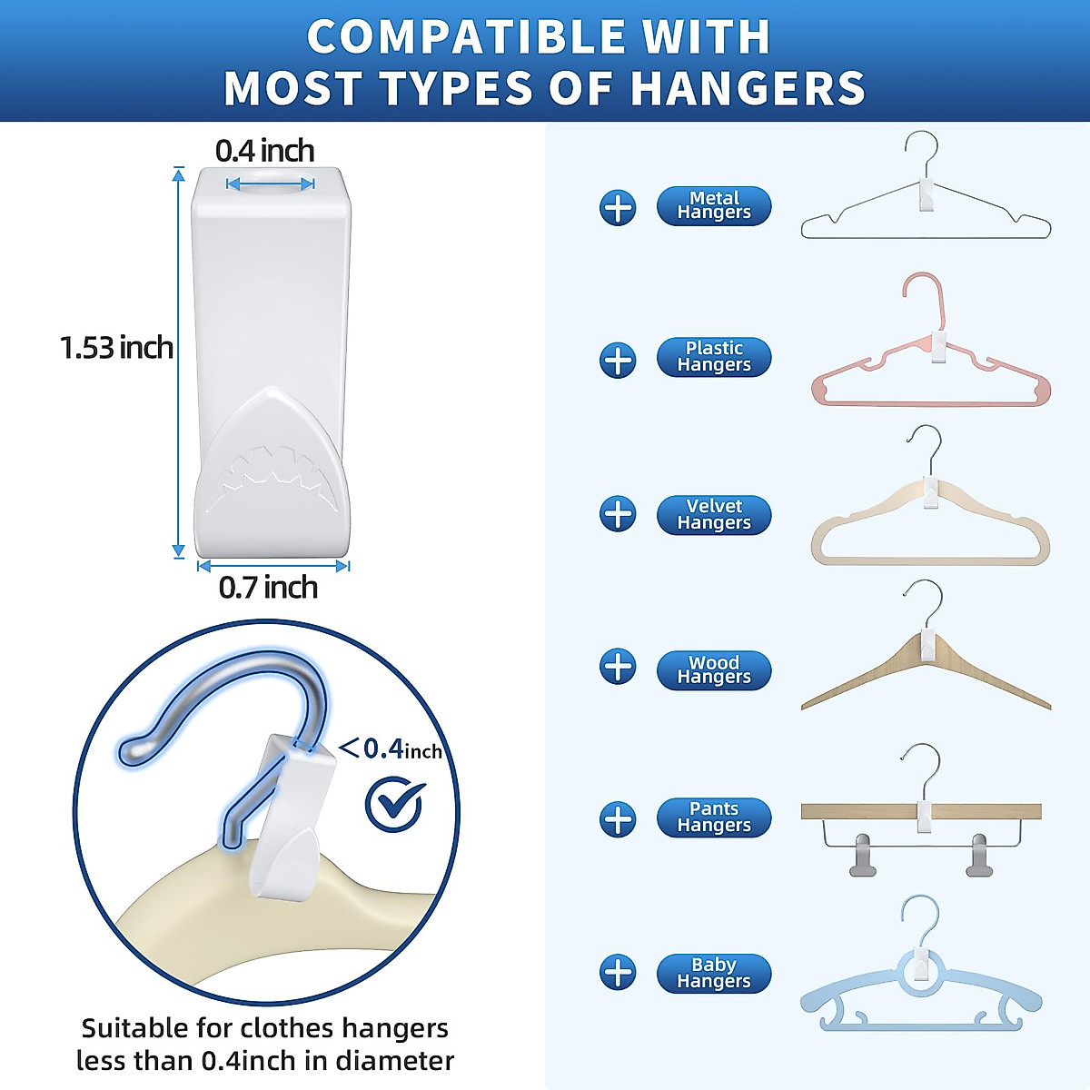 EastLink 18 Pcs Space Saving Hanger Hooks, Metal Heavy Duty Clothes Hanger Connector Hooks, Shark Shape Closet Space Saver, Free Up to 3X More Space, Fit Most Types of Clothes Hangers
