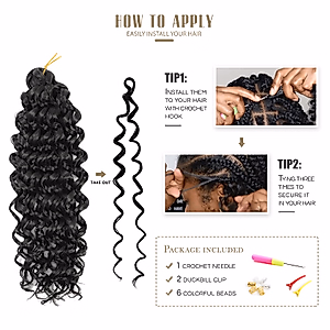 Dansama GoGo Curl Crochet Hair 14 Inch 28 strands Curly Crochet Hair, Ocean Wave Crochet Hair Water Wave Synthetic Braiding Hair Extensions for Black Women (14 inch (Pack of 6), T1B/27)