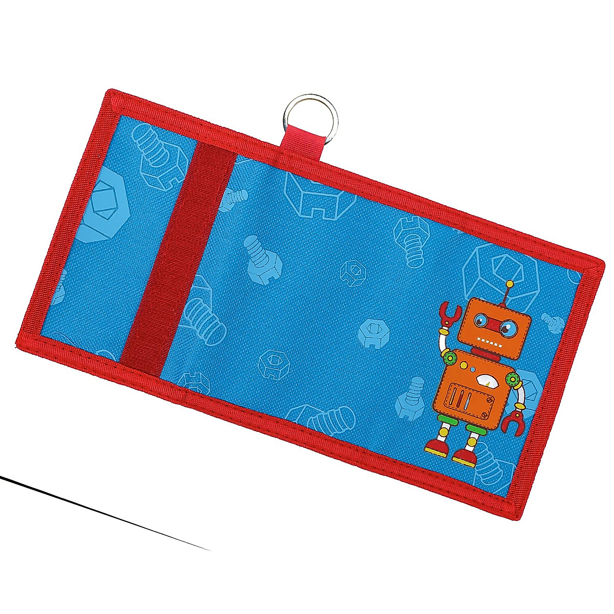 Leehoom Canvas Trifold Wallets with Zipper Pocket，Kids Wallets for Boys Girls with Magic Sticker - Robot
