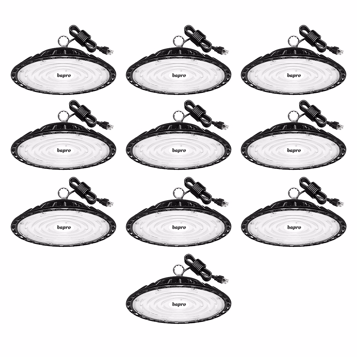 bapro 10 Pack 100W UFO LED High Bay Light Factory Warehouse Industrial Lamp, 6500K Daylight White LED Commercial High Bay Light Workshop Light Garage Light, Fast Dispatch from USA (100W, 10 Pack)