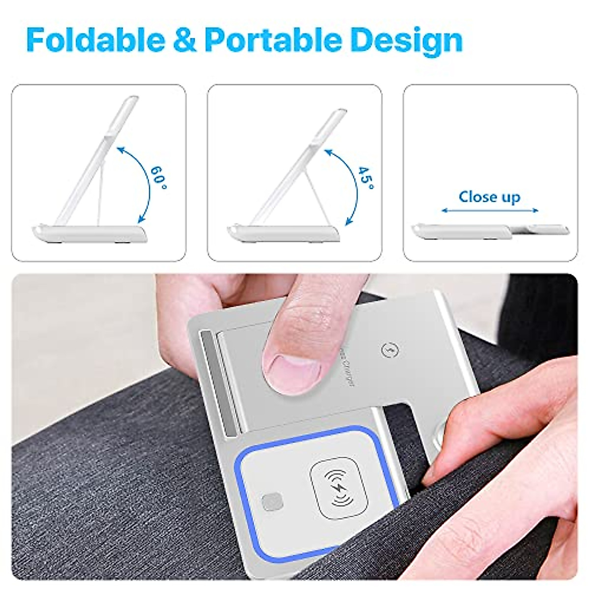 Wireless Charger, 3 in 1 Wireless Charging Station for Apple iPhone/iWatch/Airpods,iPhone 15,14,13,12,11 Series/Pro/Pro Max/XS Max/XR/XS/X/8/Plus,iWatch 7/6/SE/5/4/3/2,AirPods 3/2/pro（White）