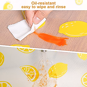 Cooyes Shelf Liner for Kitchen Cabinets Non-Adhesive Drawer Liner Non-Slip Refrigerator Liner - Best Shelf Liner, Fridge, Drawer, Cupboard Liner (Lemon,17.7 x 79 Inch)