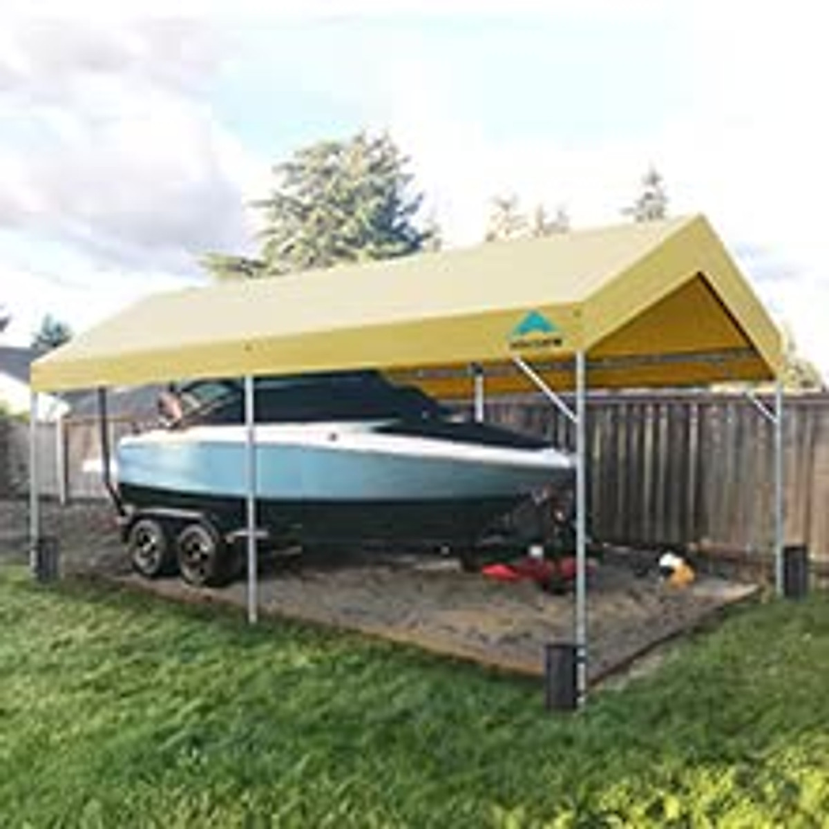 ADVANCE OUTDOOR 10x20 ft Steel Carport with Adjustable Height from 9.5 to 11 ft, Heavy Duty Car Canopy Garage Party Tent Boat Shelter Portable, Beige