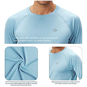 NAVISKIN Men's Sun Protection UPF 50+ UV Outdoor Long Sleeve Shirts Powder Blue Size L