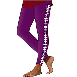 Lastesso Women Yoga Pants Stylish Printed Stretchy High Waisted Hidden Scrunch Legging Fall Buttery Soft Gym Yoga Tights Purple