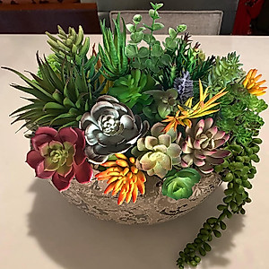 LA.PONEE 18pcs Premium Artificial Succulents Plants, Mini Fake Succulents Unpotted, Small Faux Succulent, Hanging Succulents for Home Garden Decor