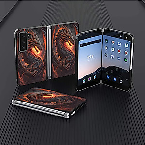 for Microsoft Surface Duo 2 Case for Women Men,AIRWEE Ultra Slim Hard PC Shookproof Fold Case Protective Cover for Microsoft Surface Duo 2 2nd 2021,Fire Dragon