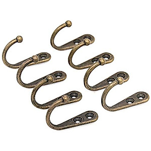 8 PCs Antique Brass Wall Mounted Single Prong Hooks - Wall Hook - Hat Hangers Robe Hooks for Scarf, Bag, Towel, etc.