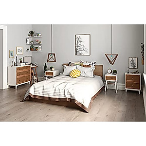 COZAYH Set of 2 Fully-Assembled Modern Farmhouse Clean-Lined Nightstand, End Table with 1 Drawer,Distressed White (X03008-1-2P)