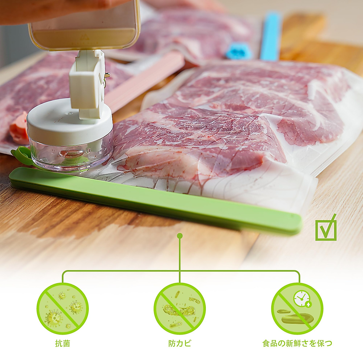 SealVax® 4 Pack of reusable vacuum seal bags for food. 2 Large and 2 Small sous vide bags, All in Blue - Includes Handheld Vacuum Sealer and BPA-Free, Food Storage Bag for Meal Prep.