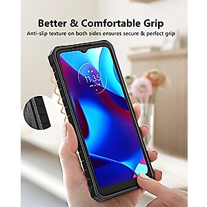 for Motorola Moto G Pure Case: Military Drop Proof Protection Rugged Protective Heavy Duty Shockproof TPU Grade Matte Textured Bumper Design Armor Phone Cover with Kickstand - Black