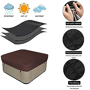 Klzzuk Square Spa Cover, Waterproof UV-Resistant Hot Tub Cover Cap, Outdoor All Seasons Hot Tub Anti-dust Cover, Tear Resistant 210D Oxford Cloth (207 * 207 * 30cm,Black)