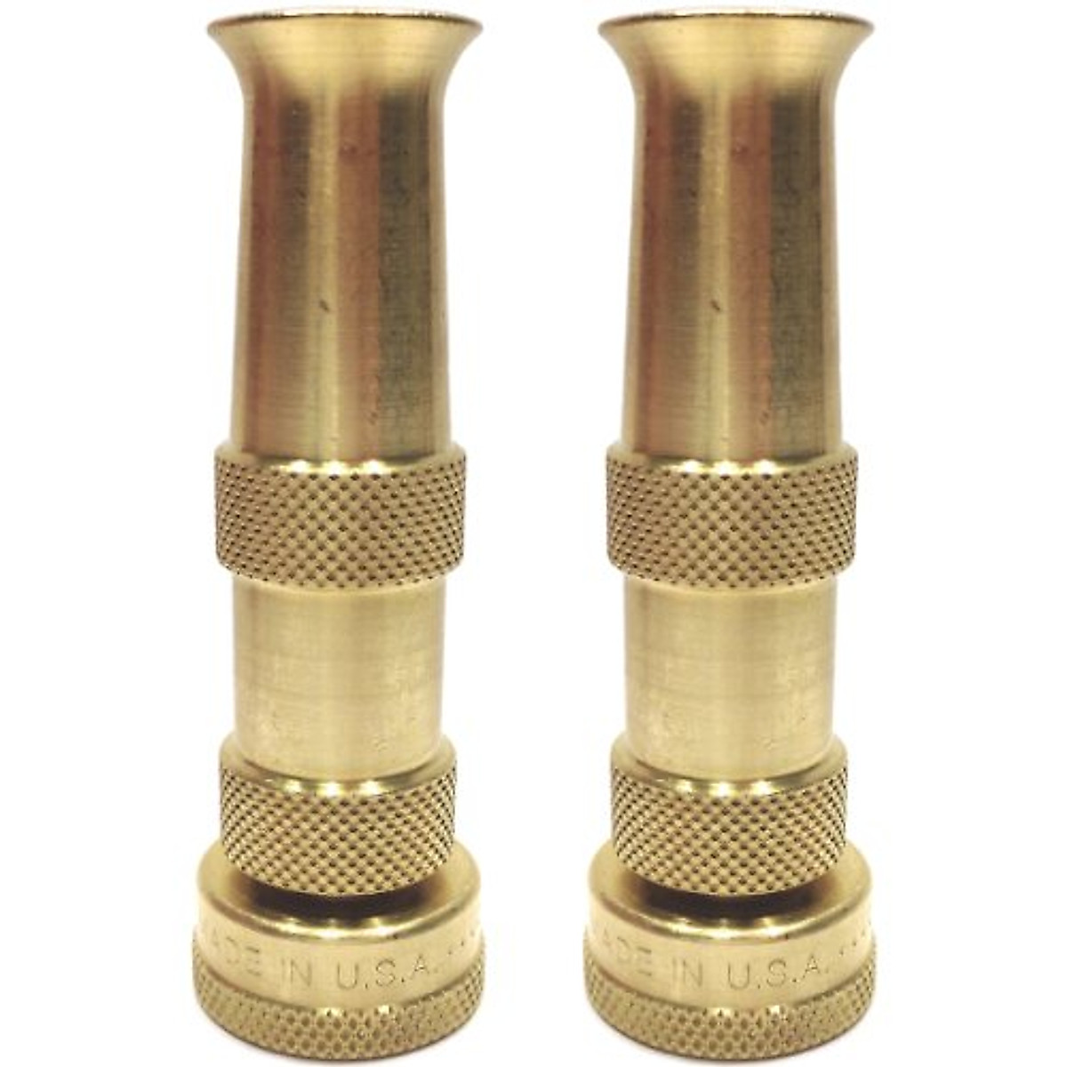 Hose Nozzle High Pressure for Car or Garden - Made in USA - Solid Brass - 2 Nozzle Set - Adjustable Water Sprayer from Spray to Jet - Heavy Duty - Fits Standard Hoses - with Gardening Secret E-Book