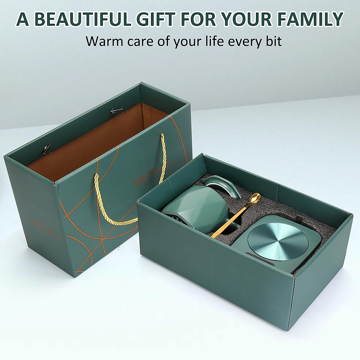 Coffee Warmer with Ceramic Mug, Electric Coffee Warmer for Desk Home Office, 131℉ Temperature Control, 16 Watt, Smart Coffee Cup Warmer for Heating Coffee, Milk, Tea