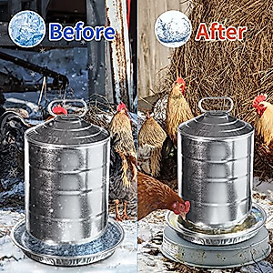 Dreyoo Poultry Waterer Drinker Heated Base, Chicken Water Heater 125 Watts for Winter Deicer Heated Base, Pet Water Heater for Metal Poultry Founts (1)