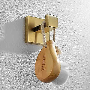 BATHSIR Brushed Gold Towel Hooks, Bathroom Robe Hooks Wall Mounted Coat Hook 2 Pack Stainless Steel