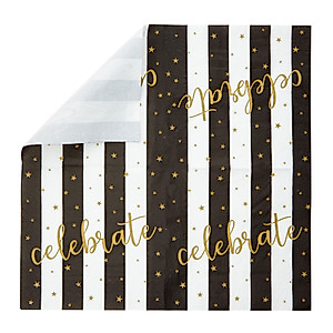 Juvale 144 Piece Black and White Party Supplies - Serves 24 Striped Celebrate Plates, Napkins, Cups and Cutlery Set for Birthday, Graduation