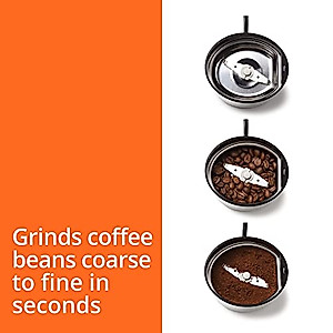Krups Fast-Touch Stainless Steel Coffee and Spice Grinder 3oz, 85 gr bean hopper Easy to Use, One Touch Operation 200 Watts Coffee, Espresso, French Press, Spices, Dry Herbs, Nuts, 12 cups Silver