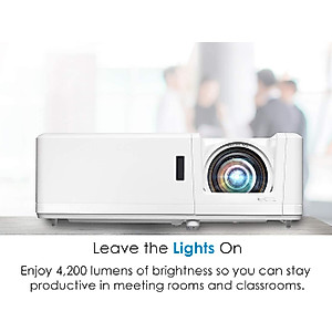 Optoma ZH406STx Short Throw Full HD Professional Laser Projector | DuraCore Laser Technology | High Bright 4,200 Lumens | 4K HDR Input | Four Corner Image Adjustment | Network Compatible