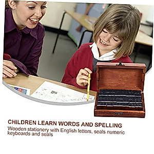 SEWACC 1 Box English Alphabet Stamp Decor Wooden Stamps Retro Decor DIY Wooden Retro Decorative Wooden Rubber Wooden Scrapbook Seal DIY Planner Stamp Letters Numbers Stamp Seal Card