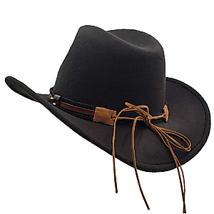 IFSUN Men & Women's Fur Felt Cowboy Hat Wide Brim Western Outback Black